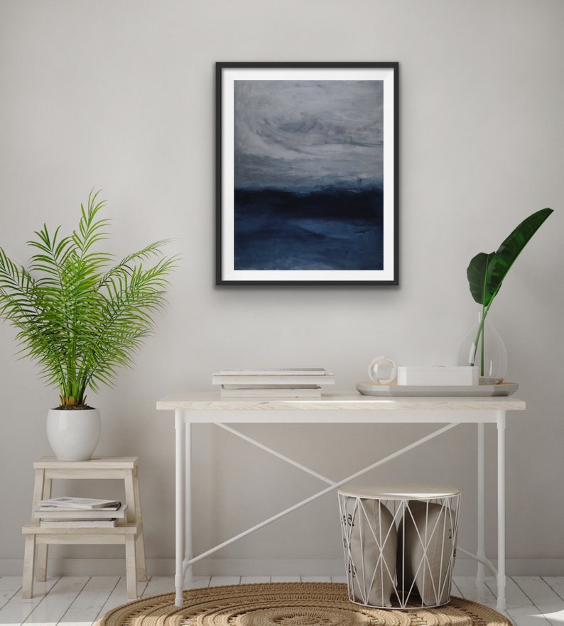 Navy Blue Ocean Print Abstract Seascape Print - Etsy