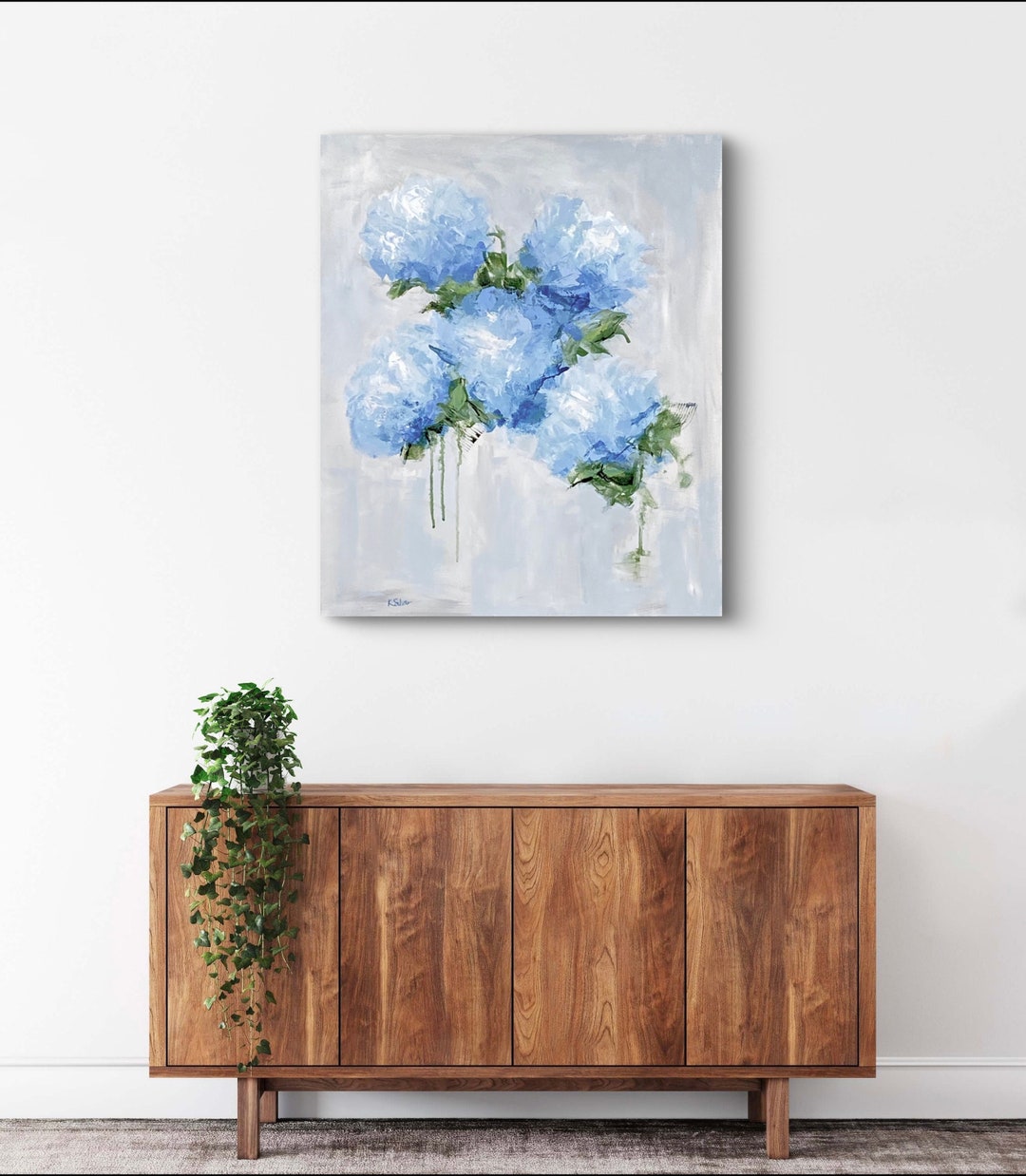 Light Blue Hydrangeas, Impressionist Floral Art, Abstract Flowers, 24h ...