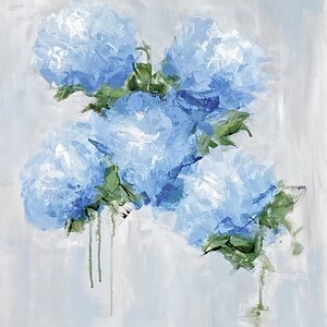 Light Blue Hydrangeas, Impressionist Floral Art, Abstract Flowers, 24h ...