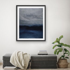 Navy blue ocean print Abstract seascape print | Etsy