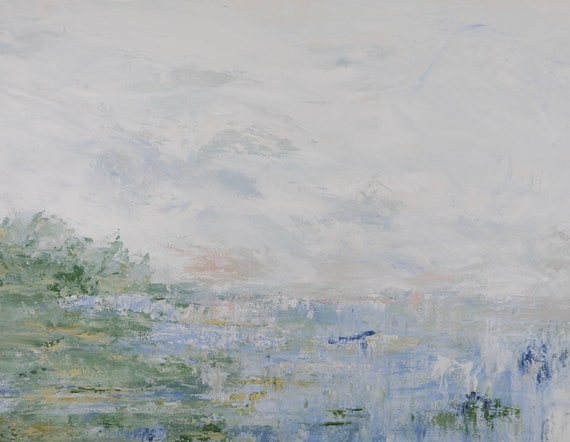 Abstract Lake Landscape Print Pastel Modern Landscape Print | Etsy