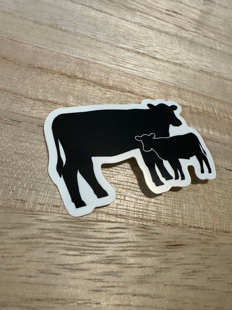 Cow and Calf Sticker | Sticker| Decal | Water Bottle Sticker| Farm| Cow ...