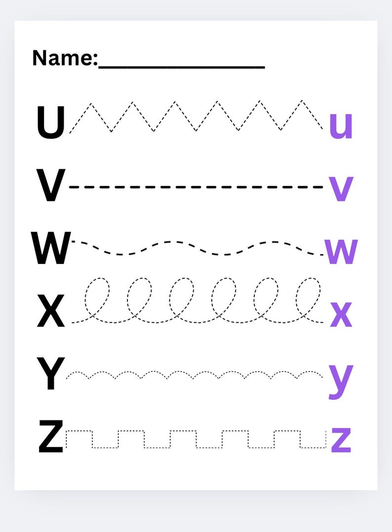 ABC Tracing Worksheet, Preschool, Kindergarten (digital Download) - Etsy