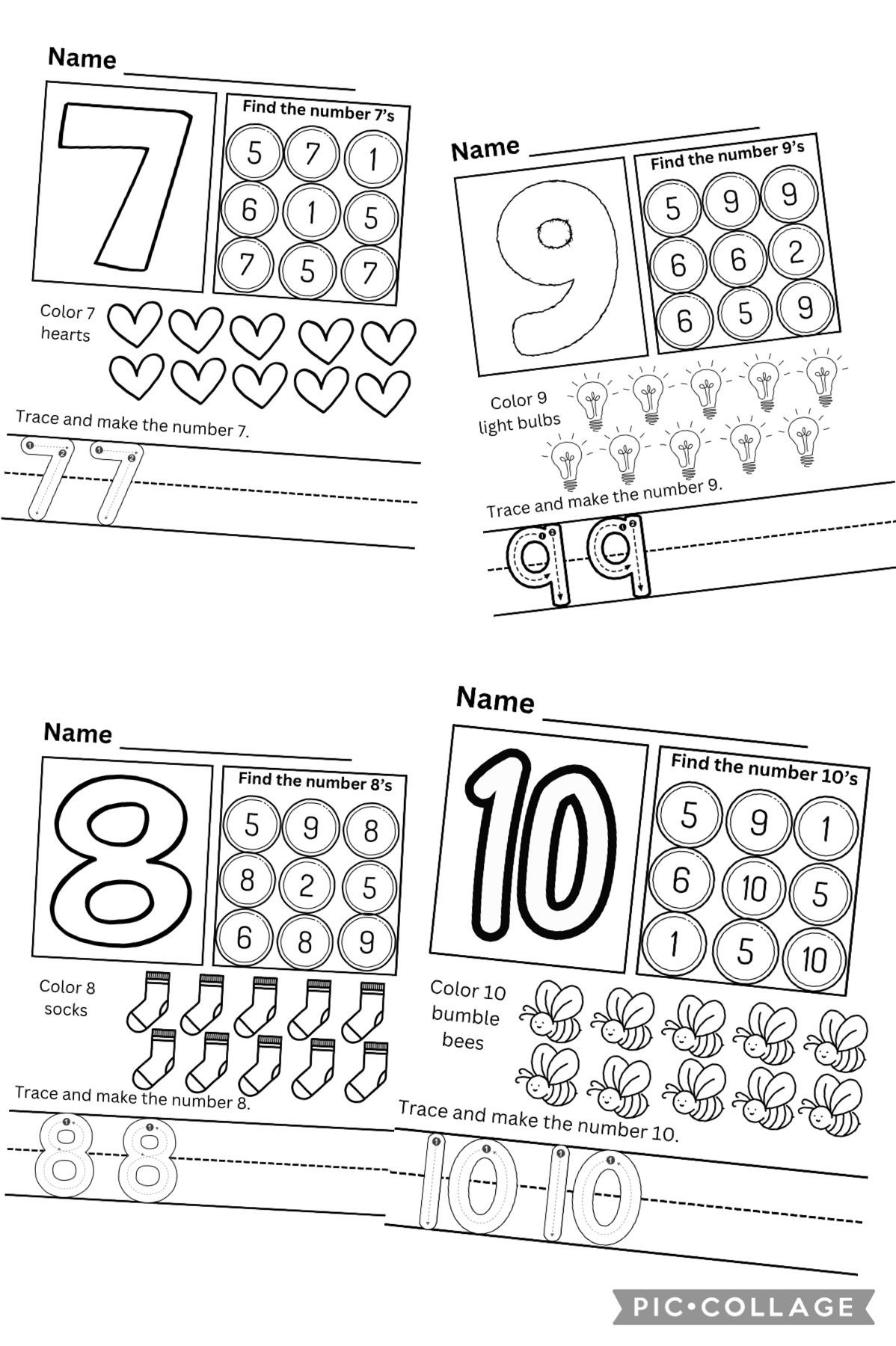 1-10 Pre-k Worksheet, Preschool, Kindergarten, Worksheet, Count and ...