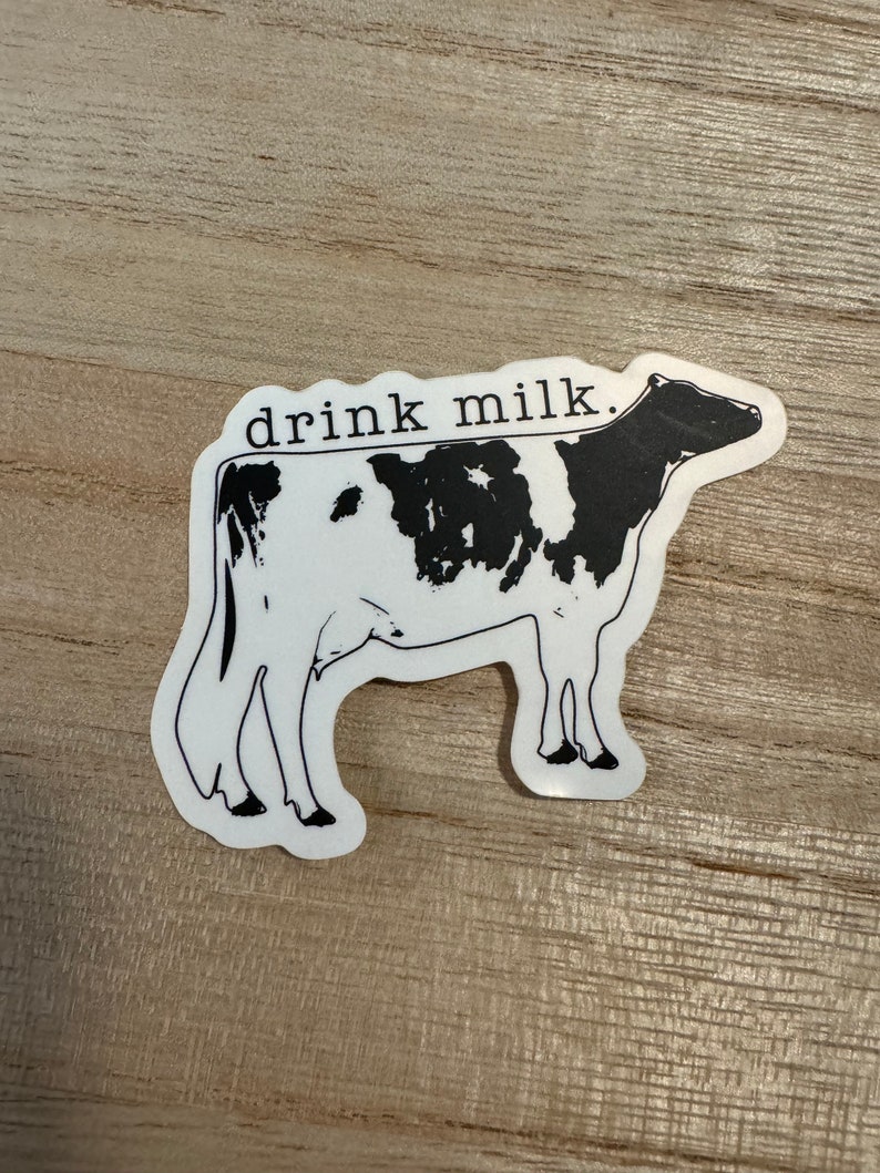 Drink Milk Sticker| Decal| Water Bottle Sticker| Dairy Cow| Farm| Cow ...
