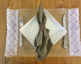 Round Burlap Placemat Burlap and Ivory Lace Circular Wedding ...