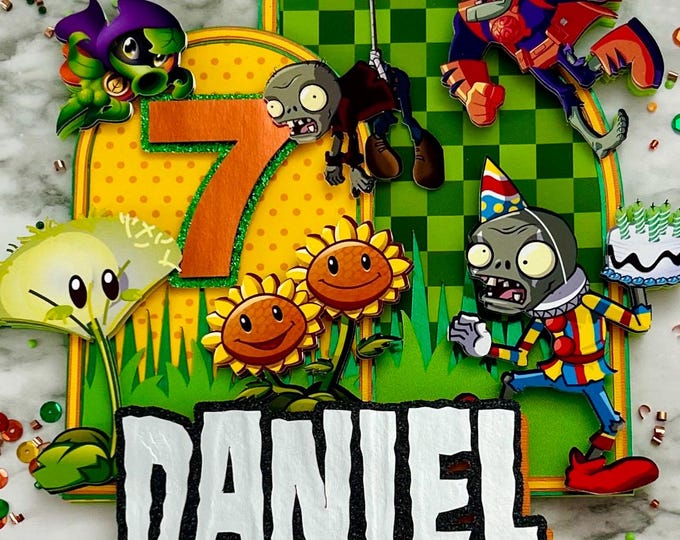 NEW DESIGN!!! Plants Vs Zombies Inspired Cake Topper| PVZ Topper ...