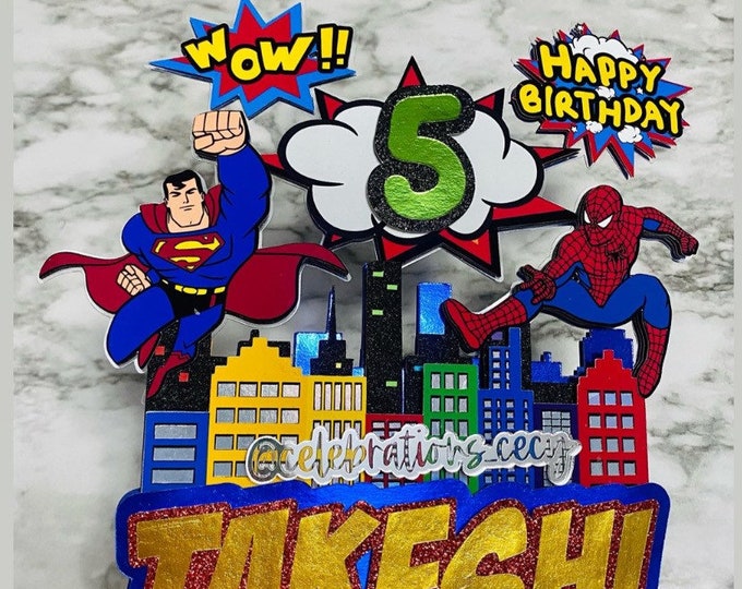 Superhero Cake Topper | Comic Style Topper| Personalized Cake Topper ...