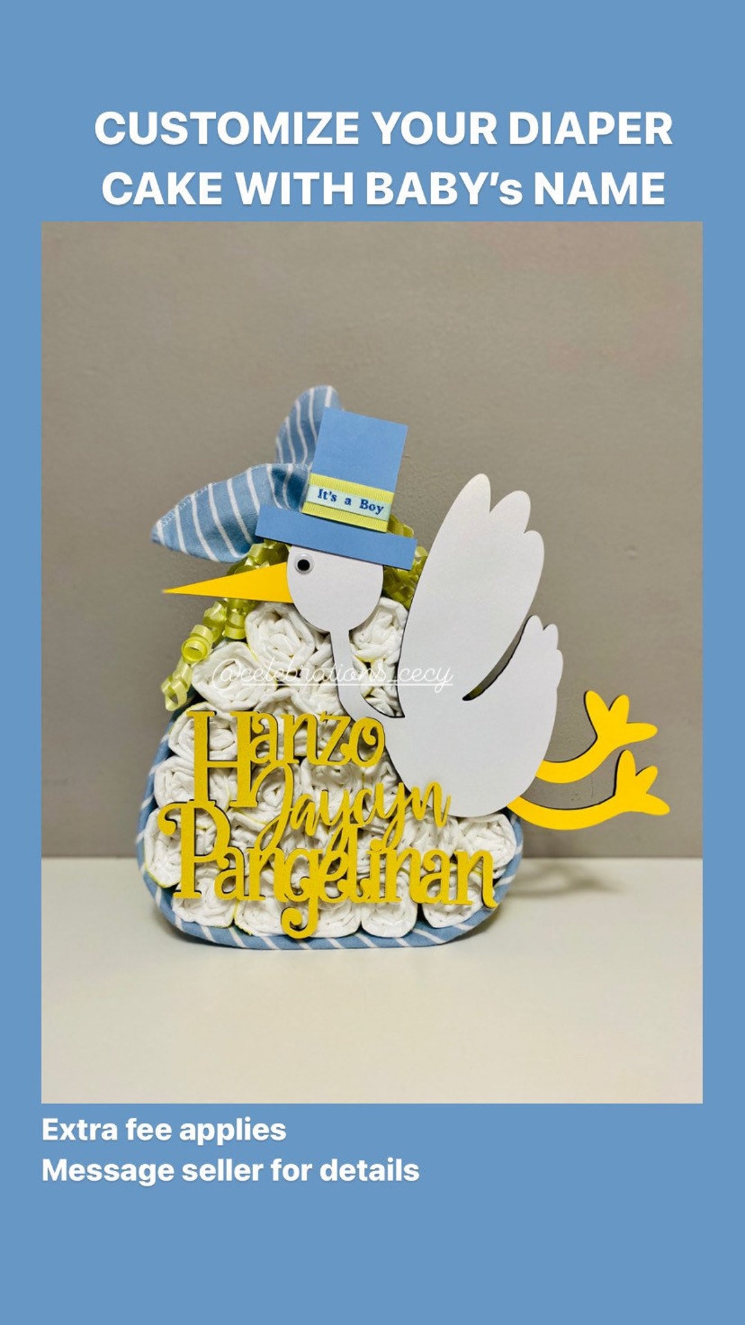 SPECIAL DELIVERY STORK - Diaper Cake - Assembled/kit - Centerpiece/gift ...
