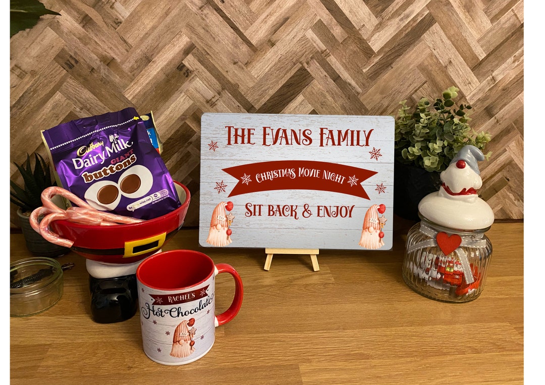 Personalised Christmas Movie Night Sign Personalised Family Sign Treat ...