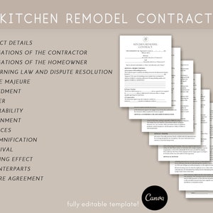 Kitchen Remodel Contract, Kitchen Renovation Agreement, Kitchen ...