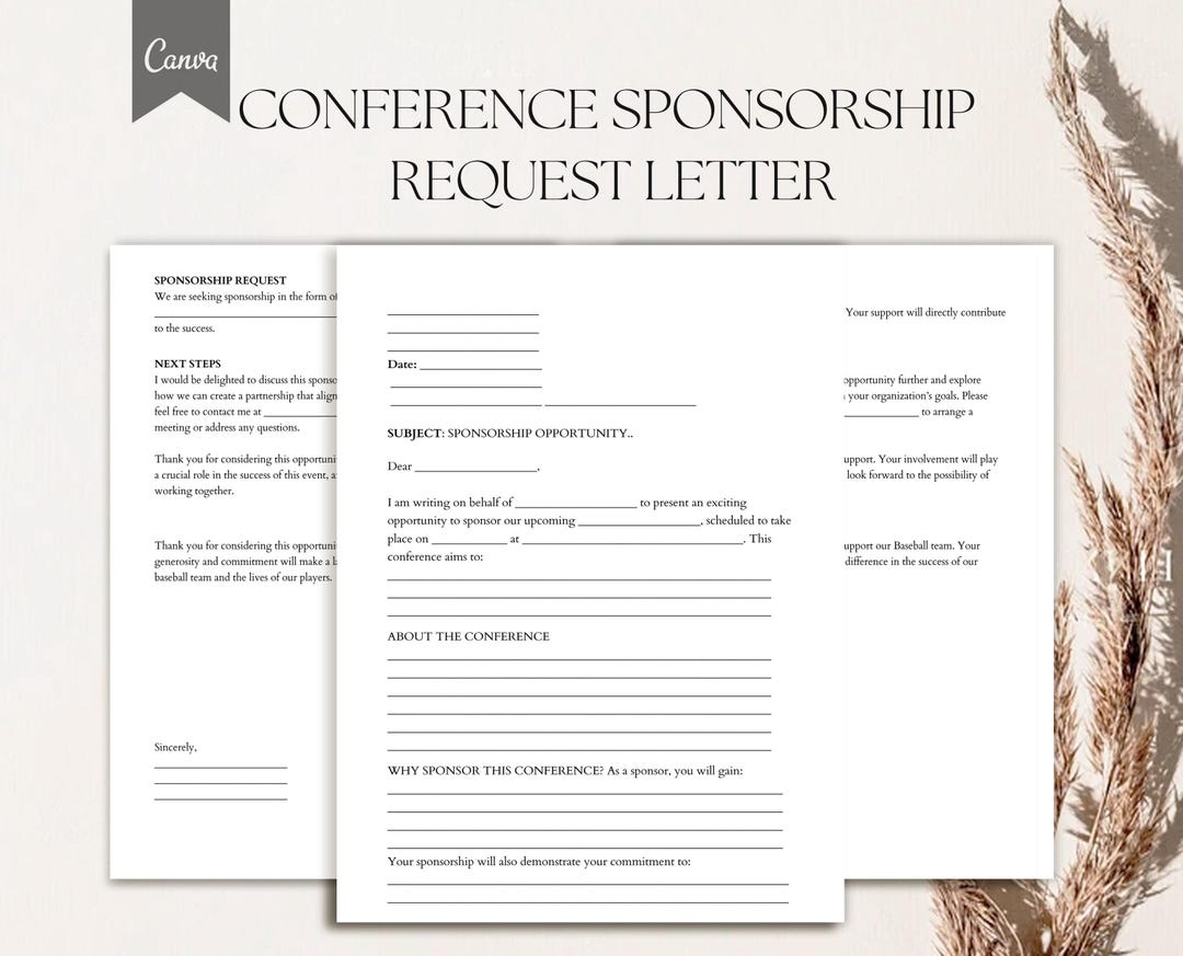 Conference Sponsorship Request Letter Template, PDF, Canva - Etsy