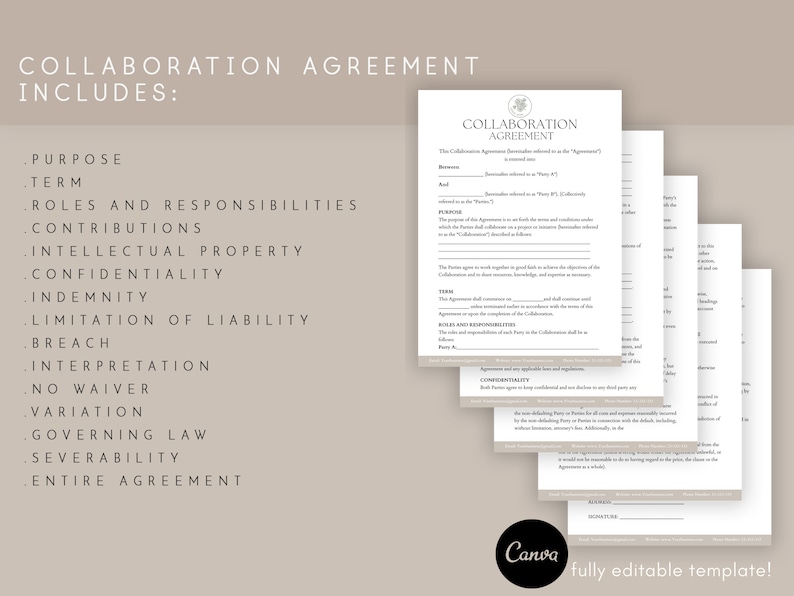 Editable Collaboration Agreement, Business Collaboration, Project ...