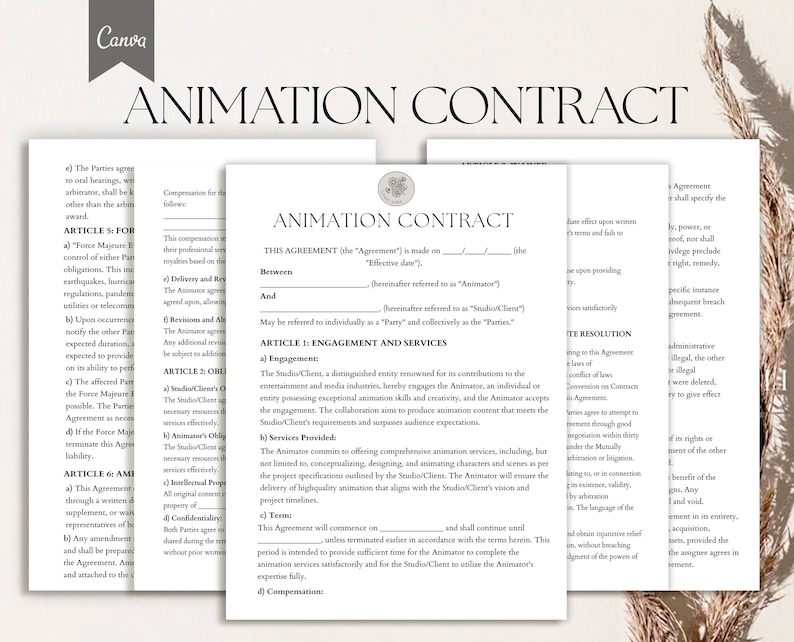 Animation Services Agreement, Animated Video Contract, Animation Studio ...