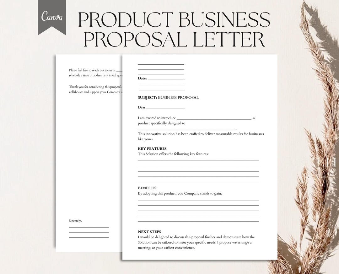 Product Business Proposal Letter Template, PDF, Canva - Etsy