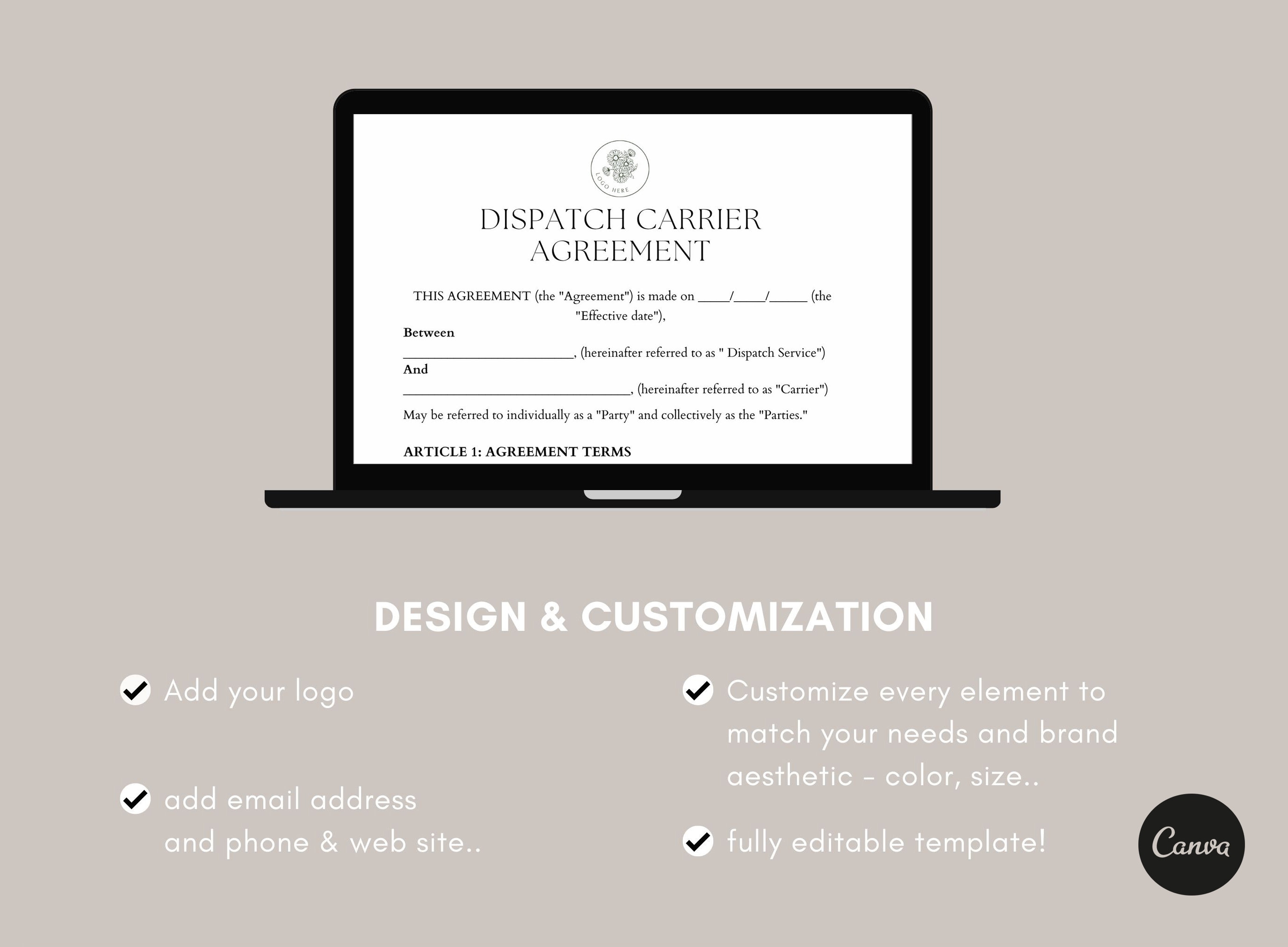 Dispatch Carrier Agreement, Carrier Service Agreement, Logistics ...