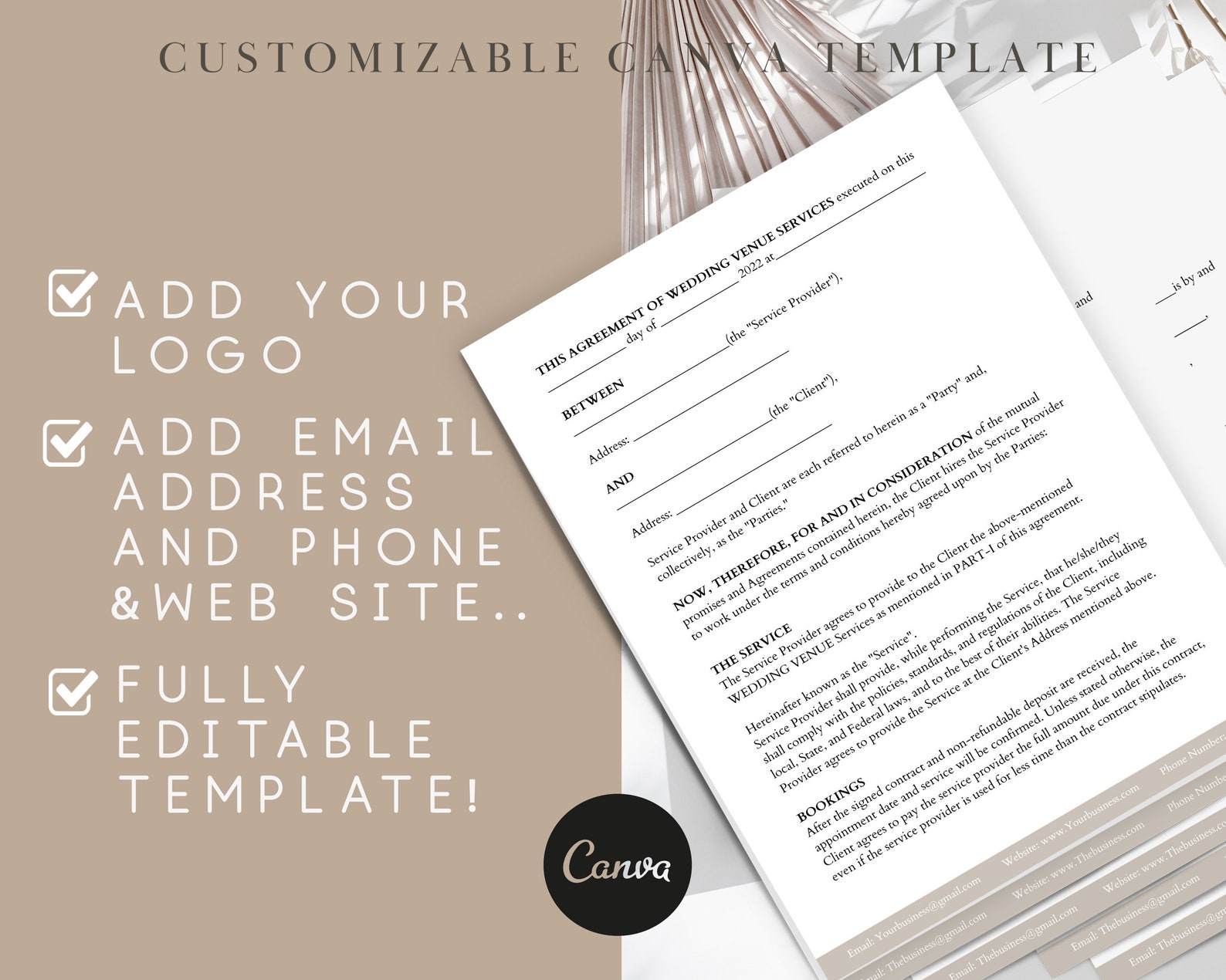 Wedding Venue Contract, Wedding Rental Venue Templates, Event Venue ...