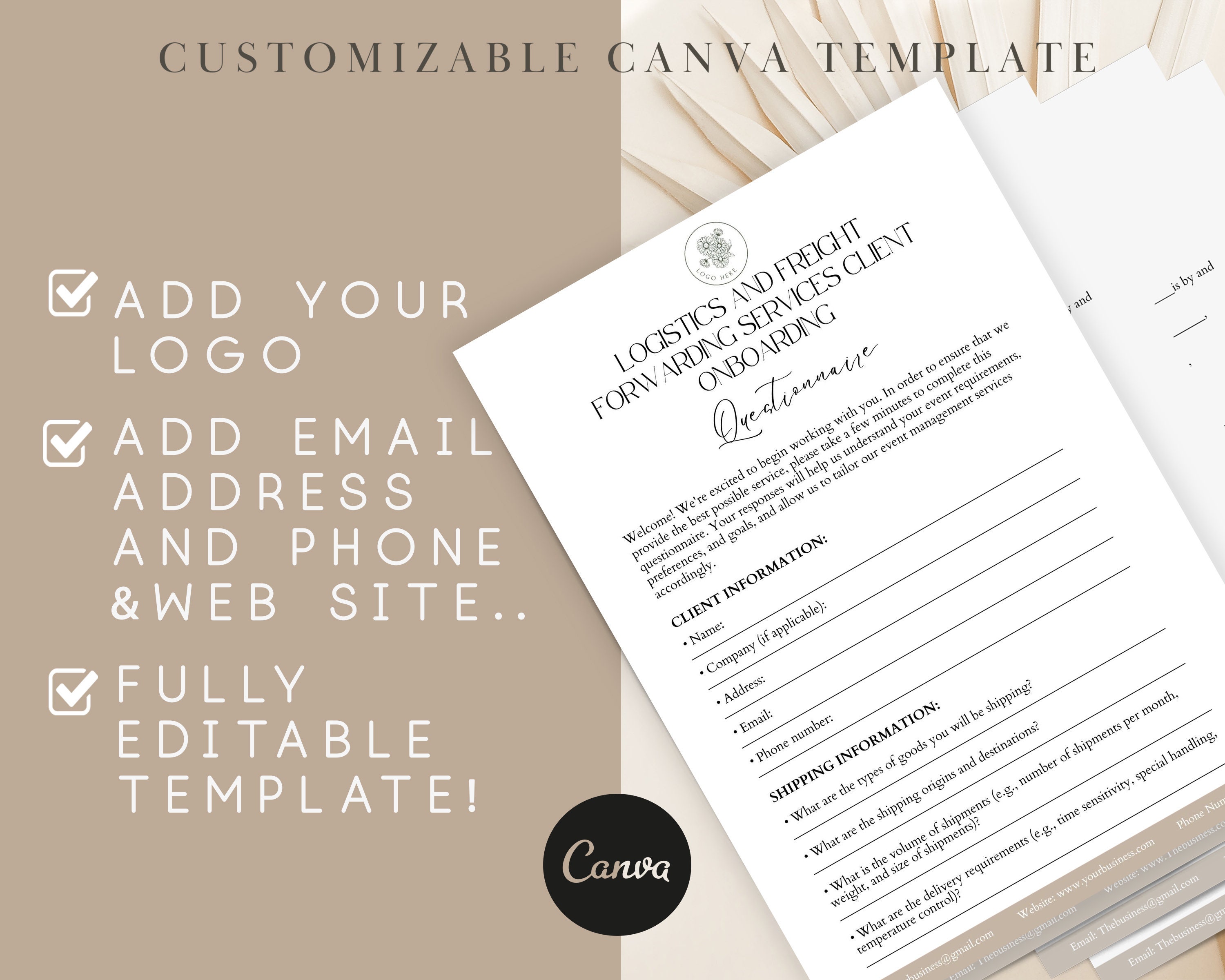 Editable Logistics and Freight Forwarding Services Client Onboarding ...