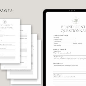 Brand Identity Questionnaire Form, Brand Strategy Questionnaire, Pdf ...