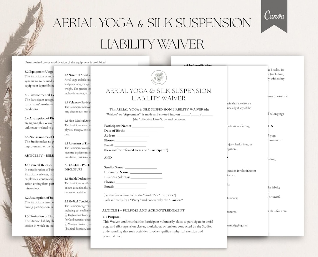 Aerial Yoga Liability Waiver Template , Silk Suspension & Hammock ...