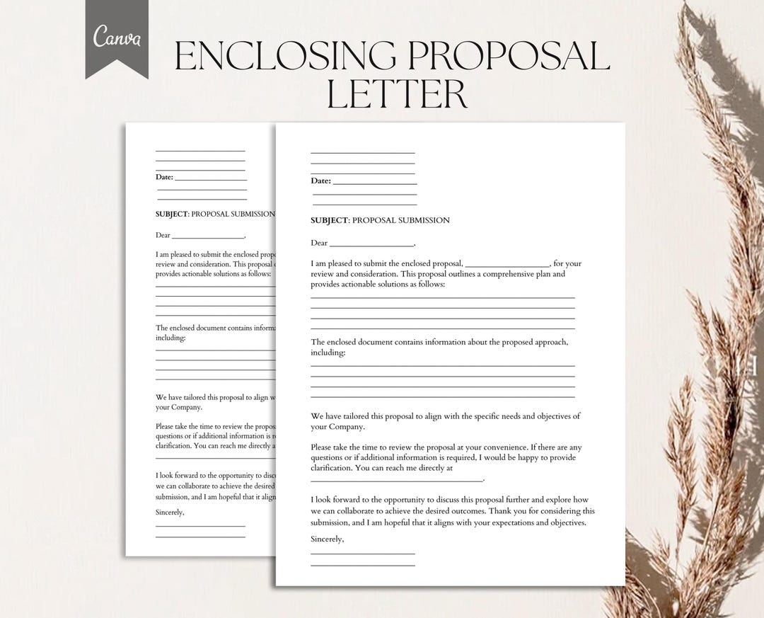 Enclosing Proposal Letter Template, PDF, Canva - Etsy