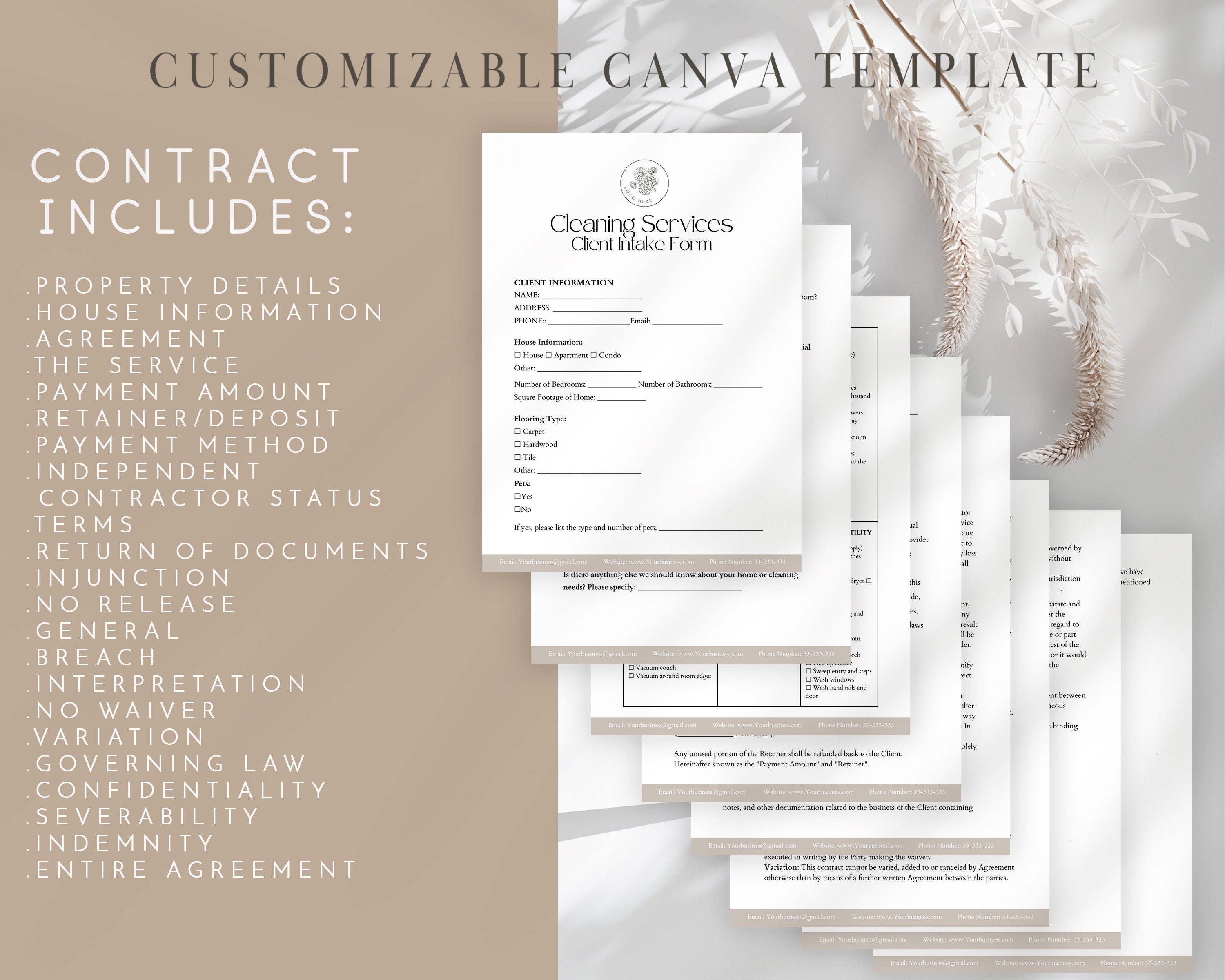 Cleaning Services Client Intake Form, Editable Cleaning Services Forms ...