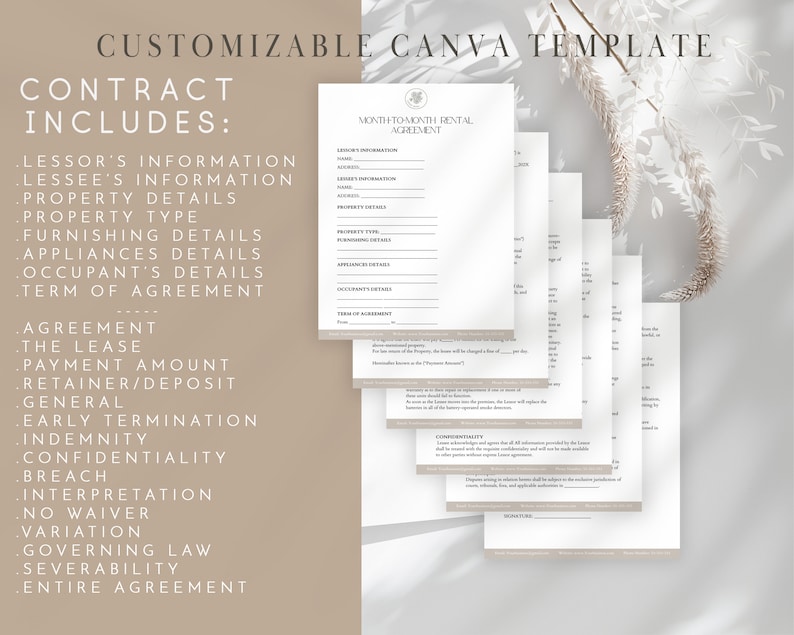 Editable MONTH-TO-MONTH Rental Agreement, Rental Agreement, Lease ...