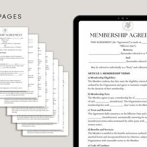 Membership Agreement Template, Membership Terms and Conditions Form ...