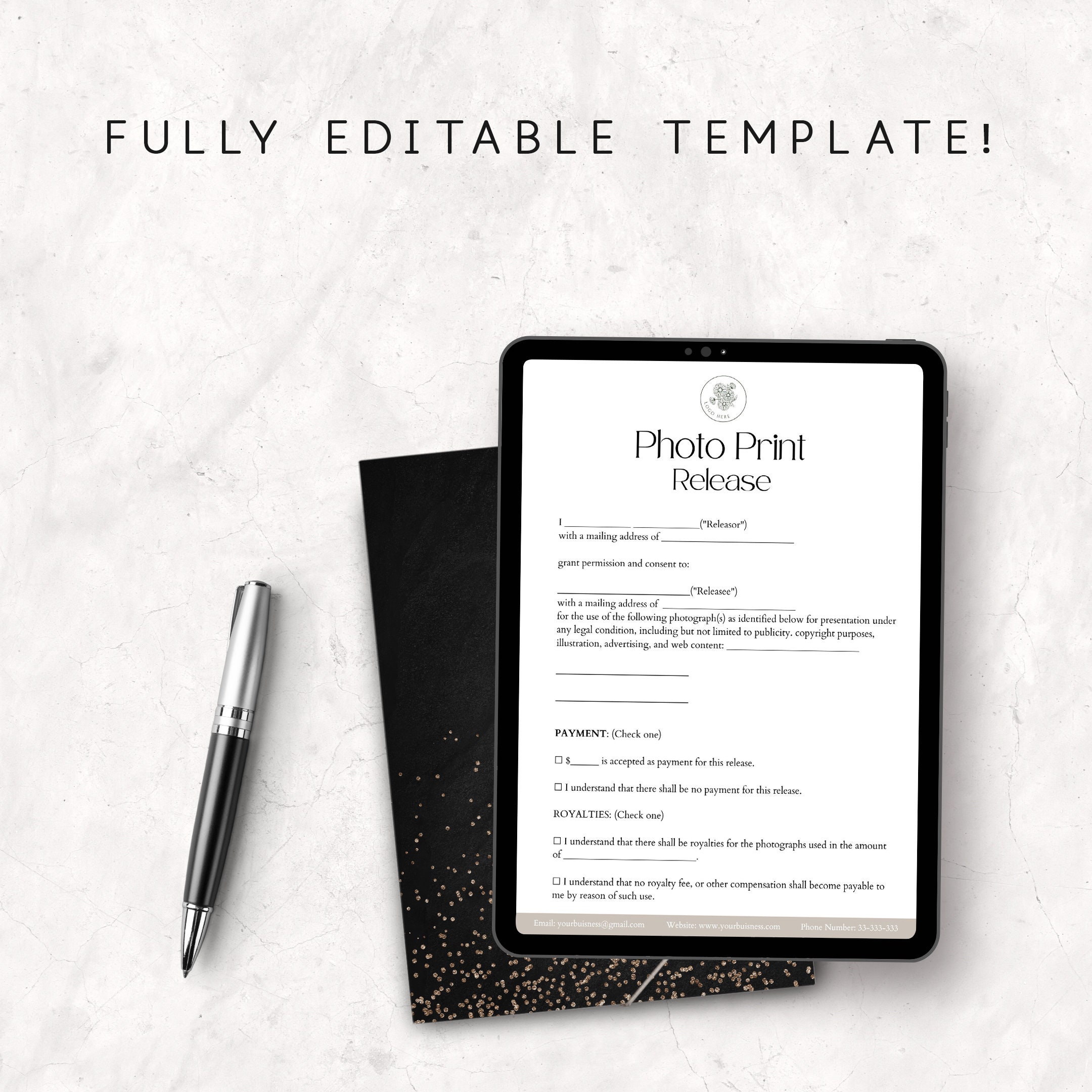 Editable Photo Print Release Forms, Photography Print Release Template ...