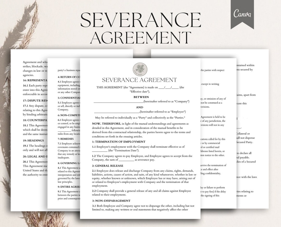 Severance Agreement, Editable Severance Contract, Separation Agreement ...