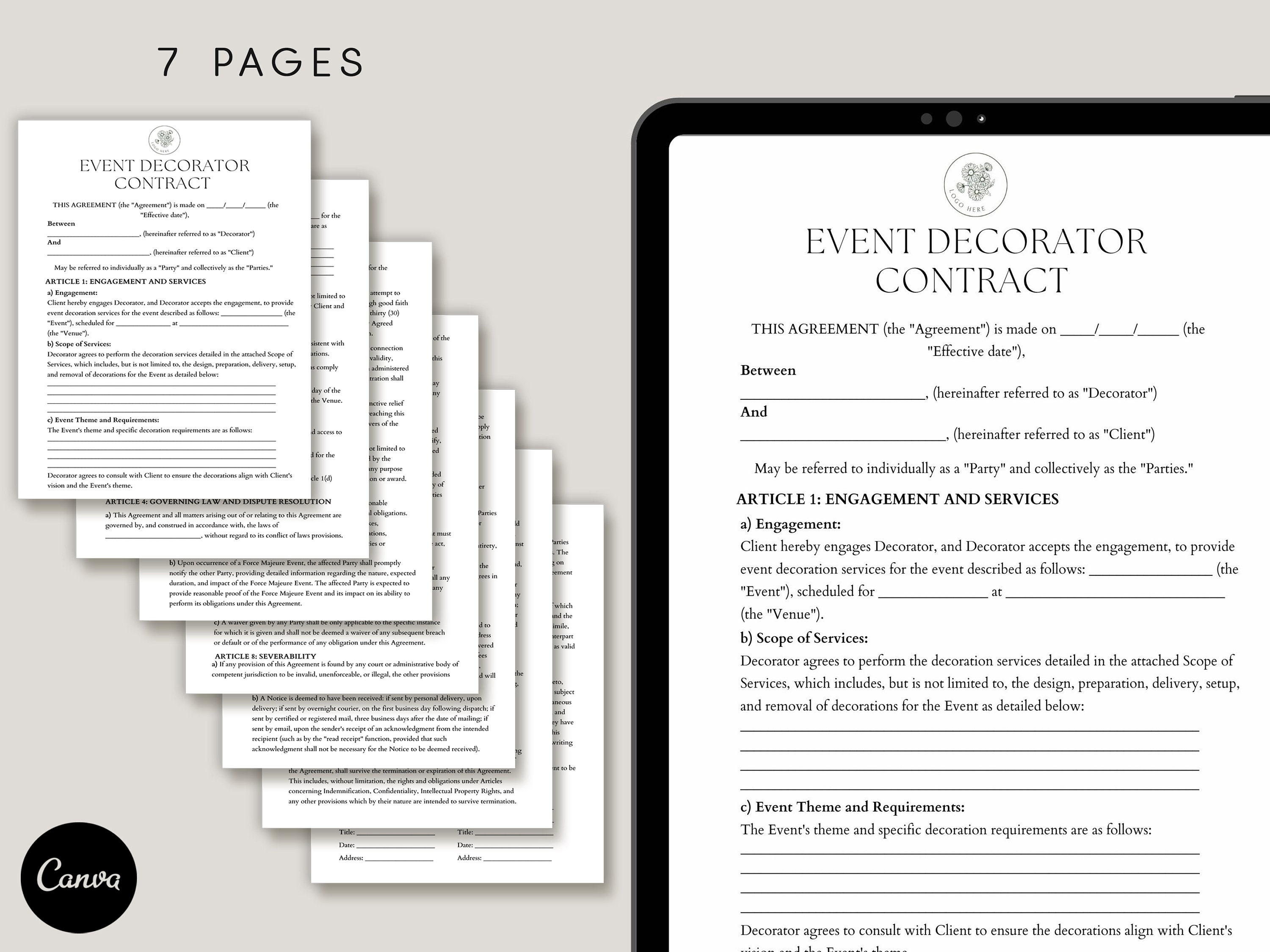 Event Decorator Contract Template, Event Decorator Service Agreement ... Event Decorator Contract Template, Event Decorator Service Agreement ...
