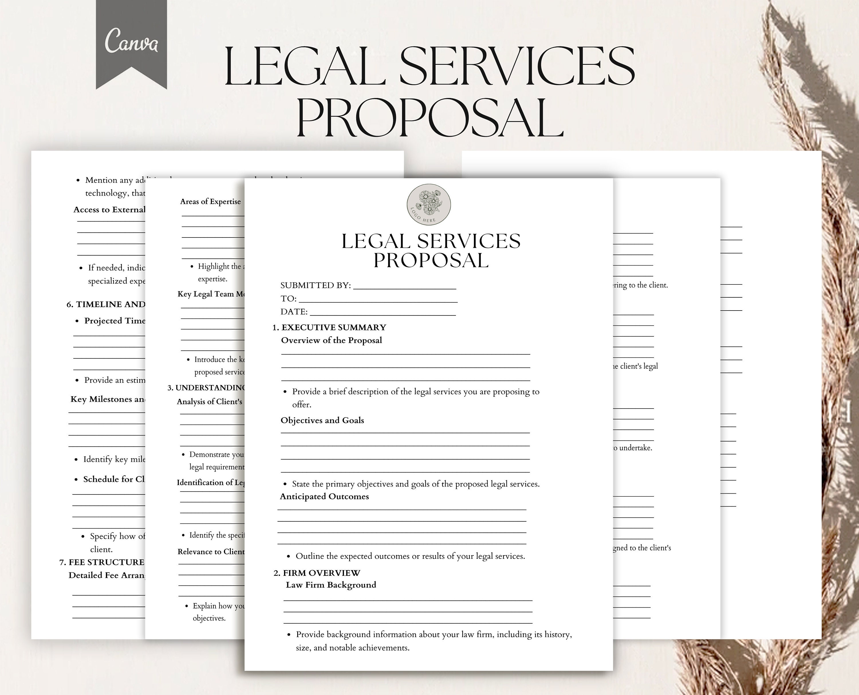 Legal Services Proposal Template, Proposal Form Pdf, Canva - Etsy