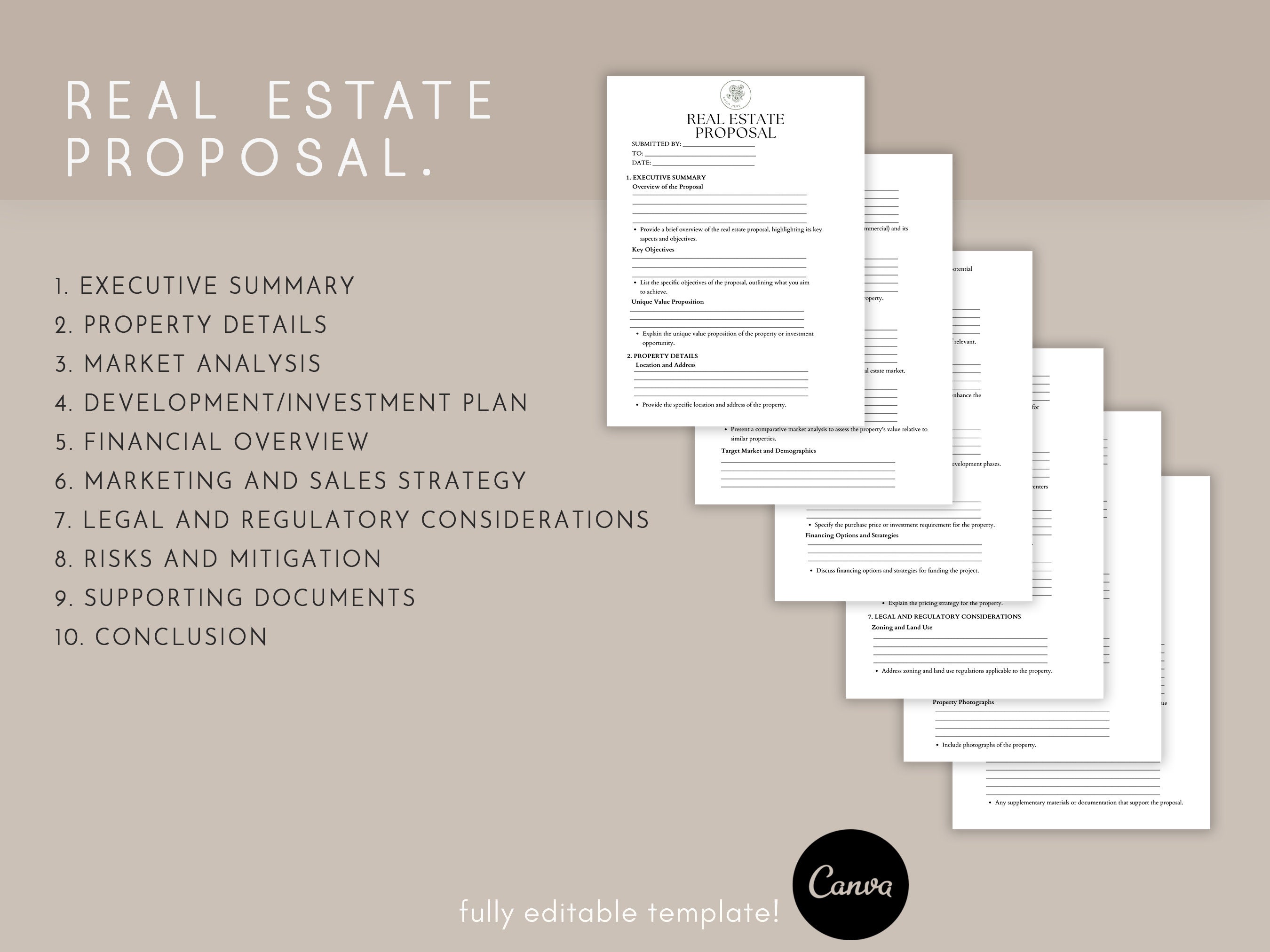 Real Estate Proposal Template, Real Estate Forms, Pdf, Canva - Etsy