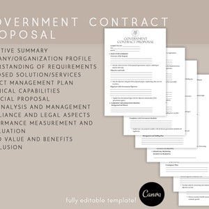 Government Contract Proposal, Template Form, Pdf, Canva - Etsy