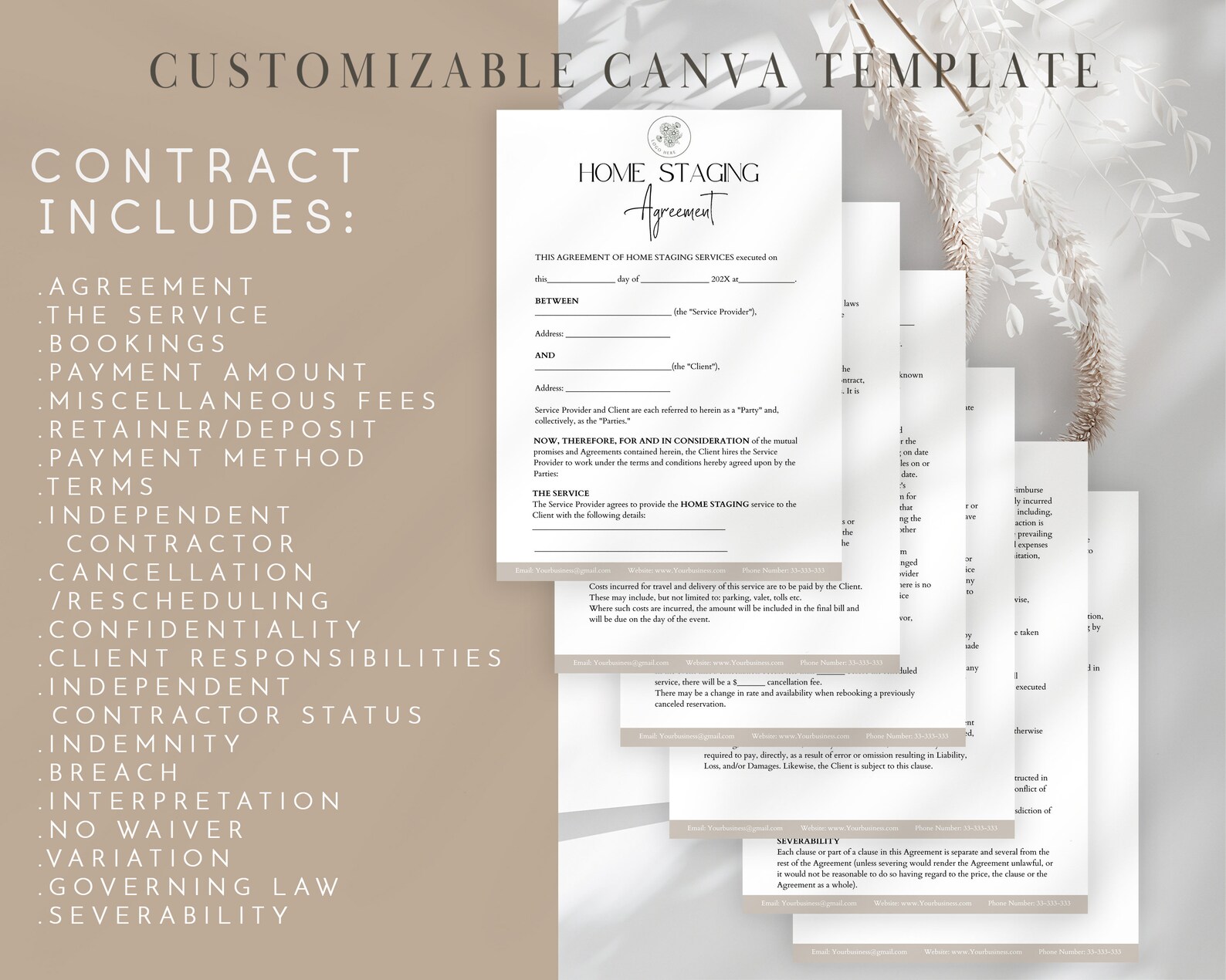 Editable Home Staging Agreement, Property Staging Contract, Residential Template Form, Home ...