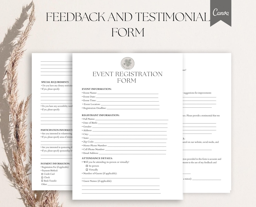 Feedback and Testimonial Form Template, Pdf, Canva - Etsy