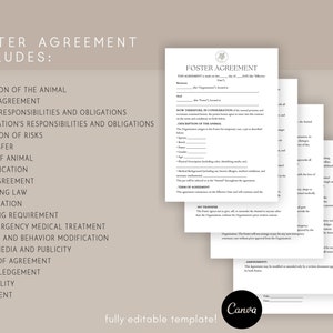 Editable Foster Agreement Template, Pet Foster Contract, Animal ...