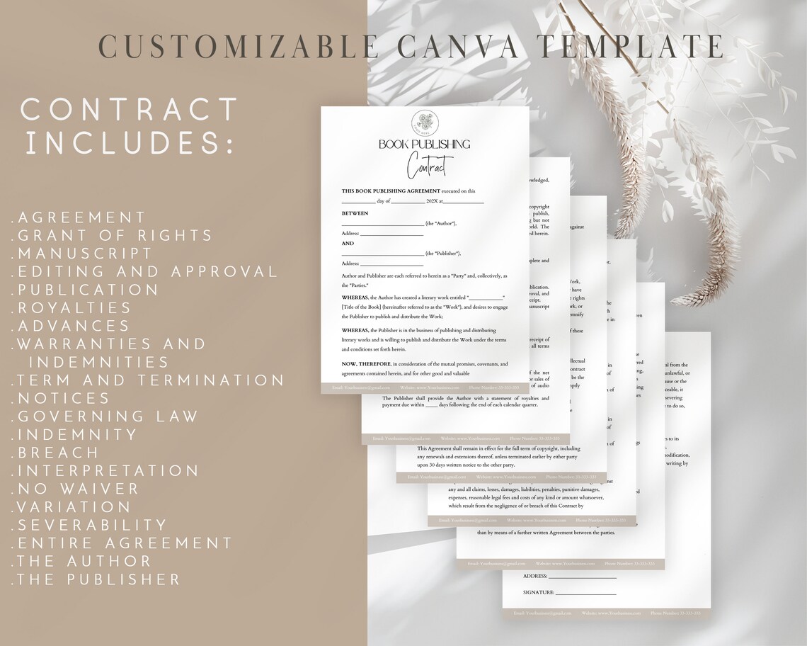 Editable Book Publishing Contract Template, Book Publishing Agreement ...