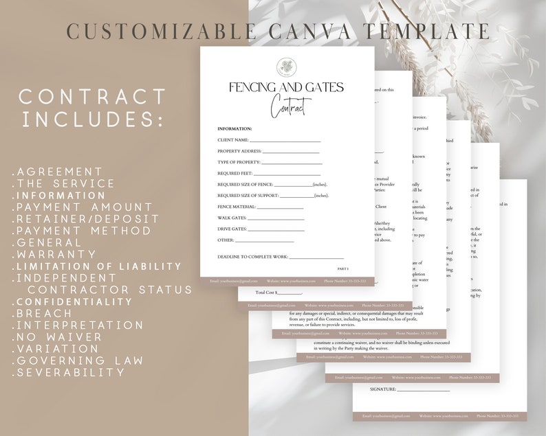 Fencing Contract Template, Fencing and Gates Install Agreement, Fencing ...