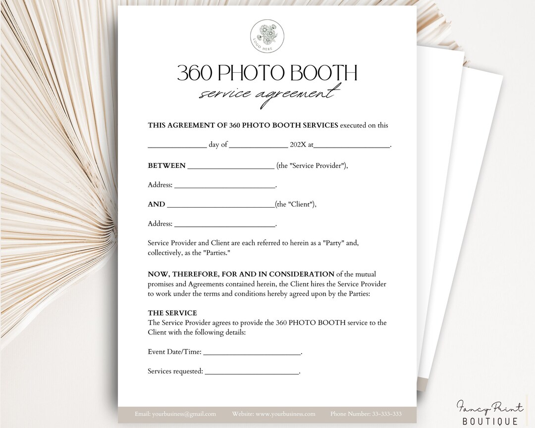 360 Photo Booth Contract Template, 360 Photo Booth Agreement Template ...