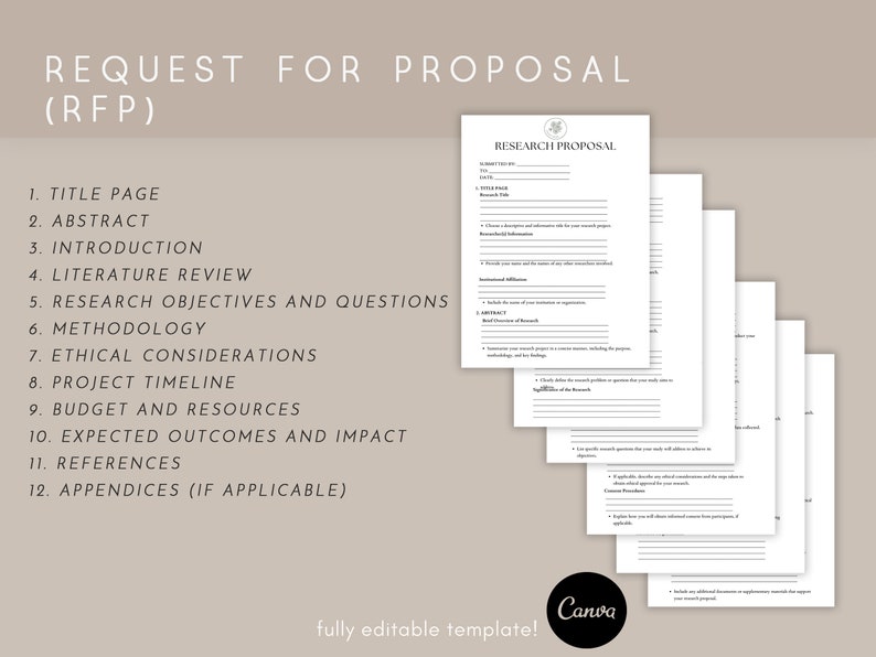 Research Proposal Template, Form Pdf, Canva - Etsy
