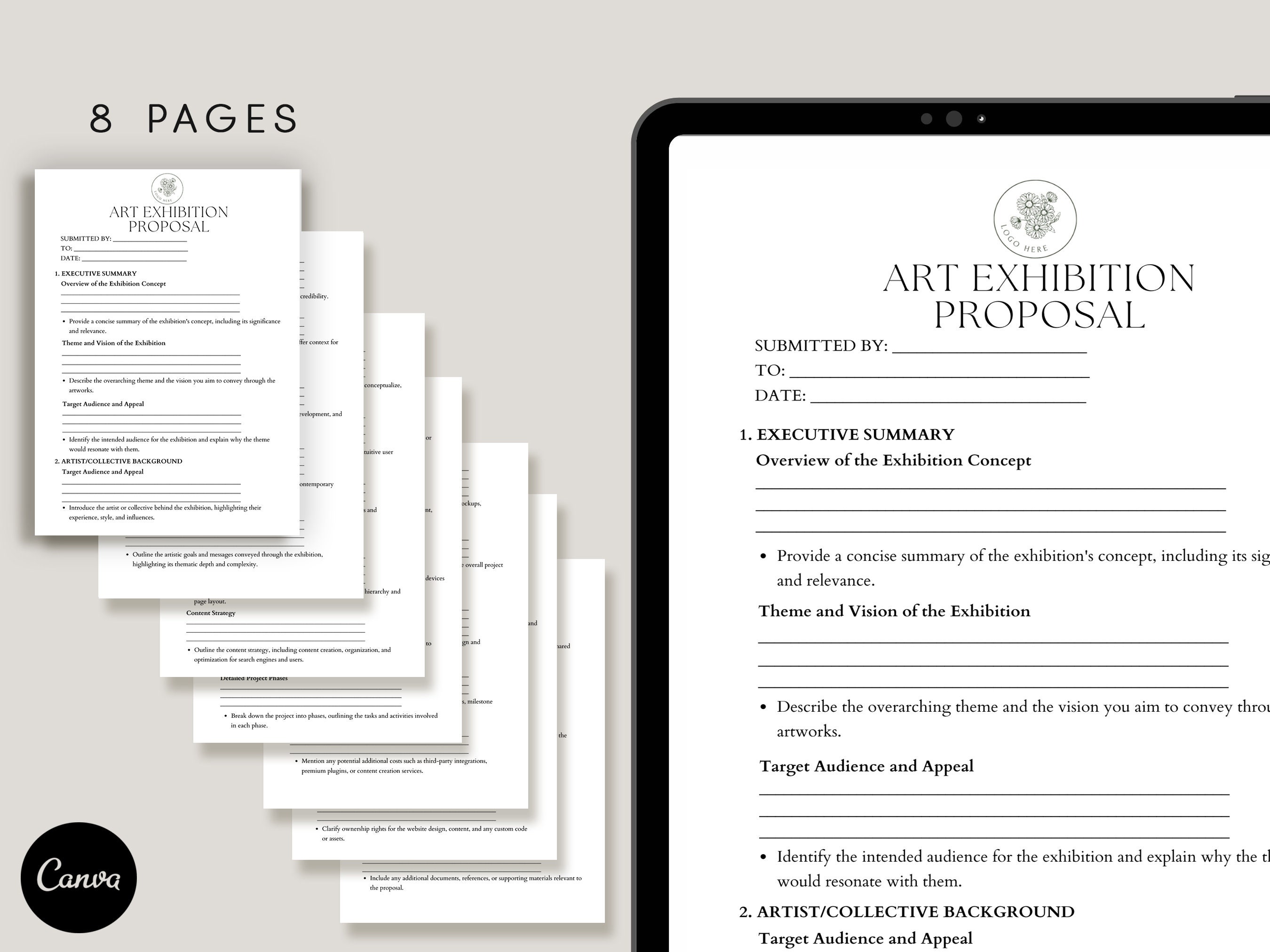 Art Exhibition Proposal, Art Exhibition Form Template, Pdf, Canva - Etsy