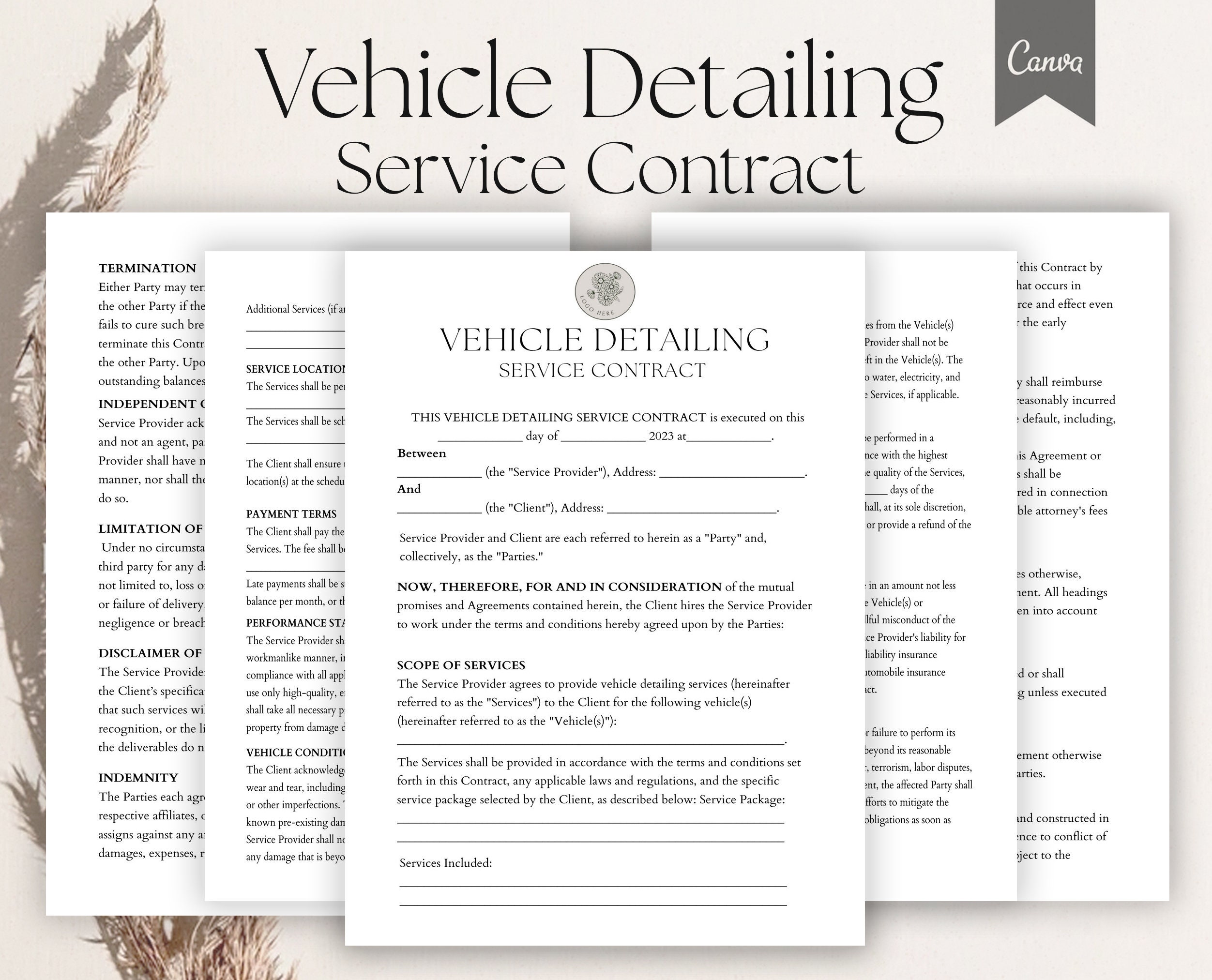 Editable Vehicle Detailing Agreement, Auto Detailing Contract, Car ...