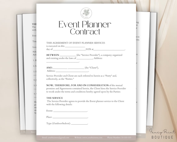 Event Management Contract Examples Event And Wedding Planner Agreement