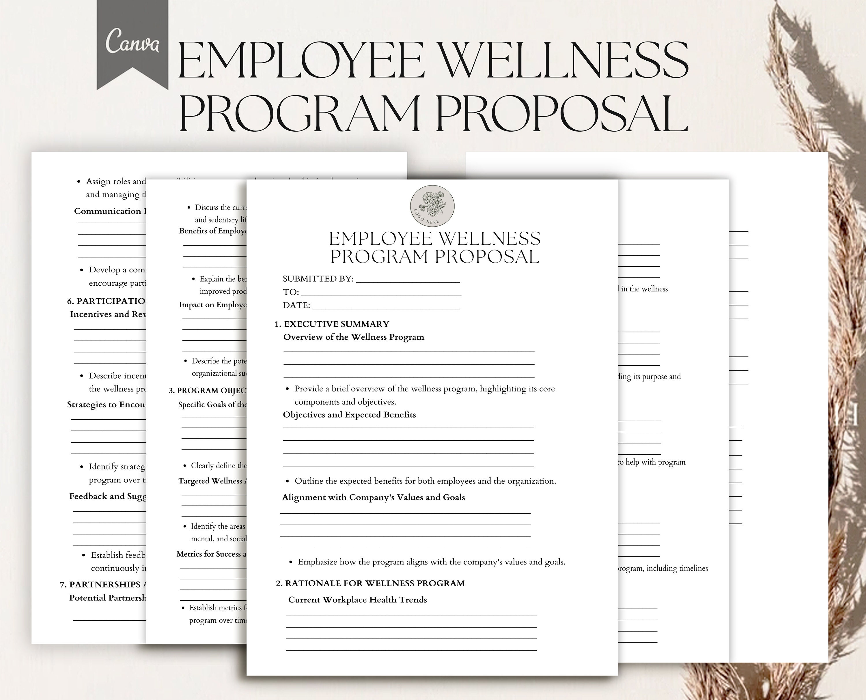 Employee Wellness Program Proposal, Template Form, Pdf, Canva - Etsy