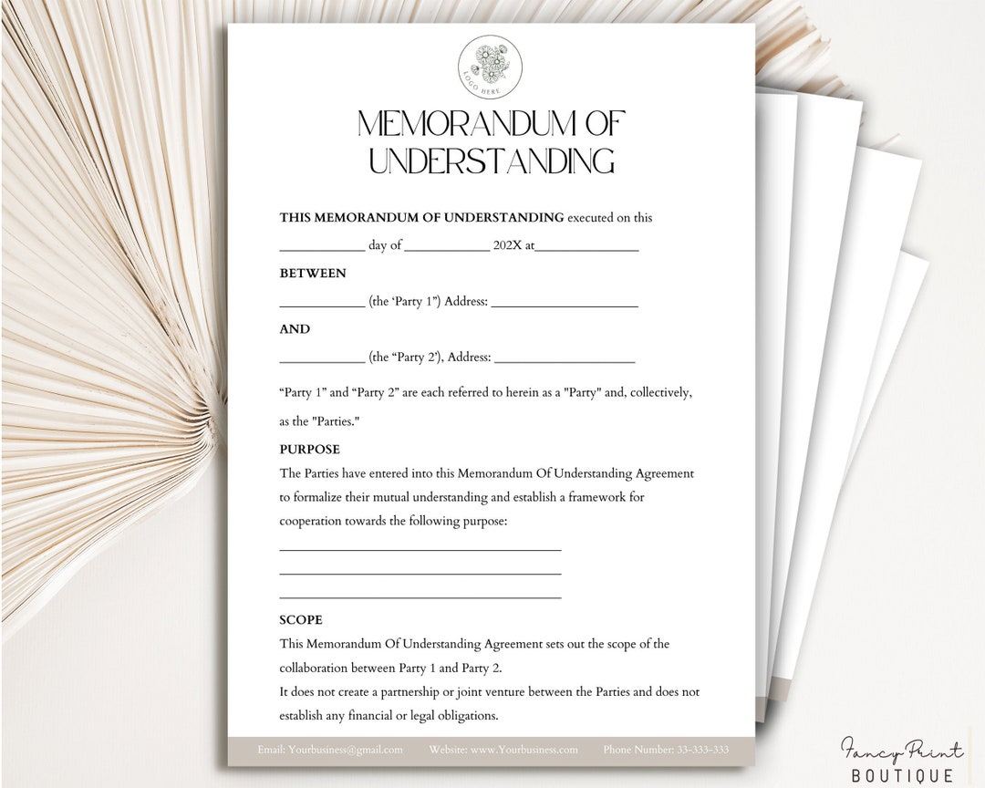 Memorandum of Understanding, Non-binding Agreement, MOU, Partnership ...