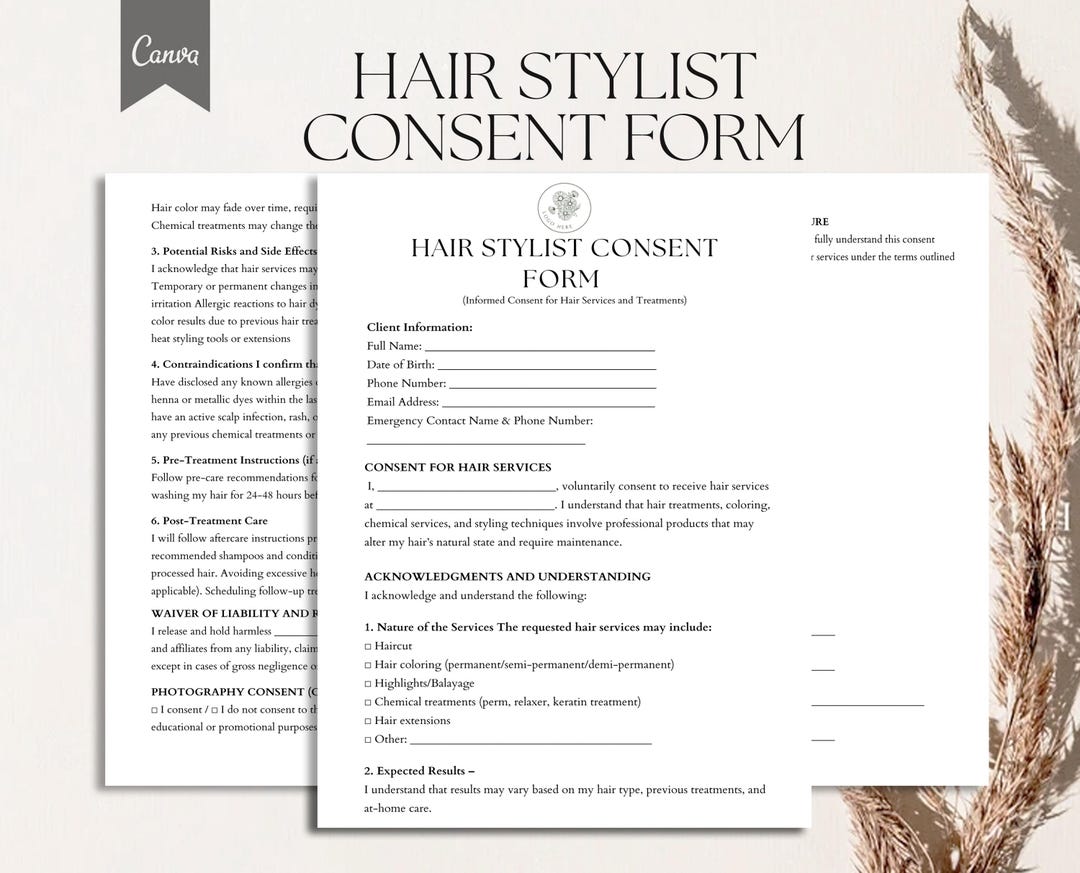 Hair Stylist Consent Form Template, PDF, Canva - Etsy