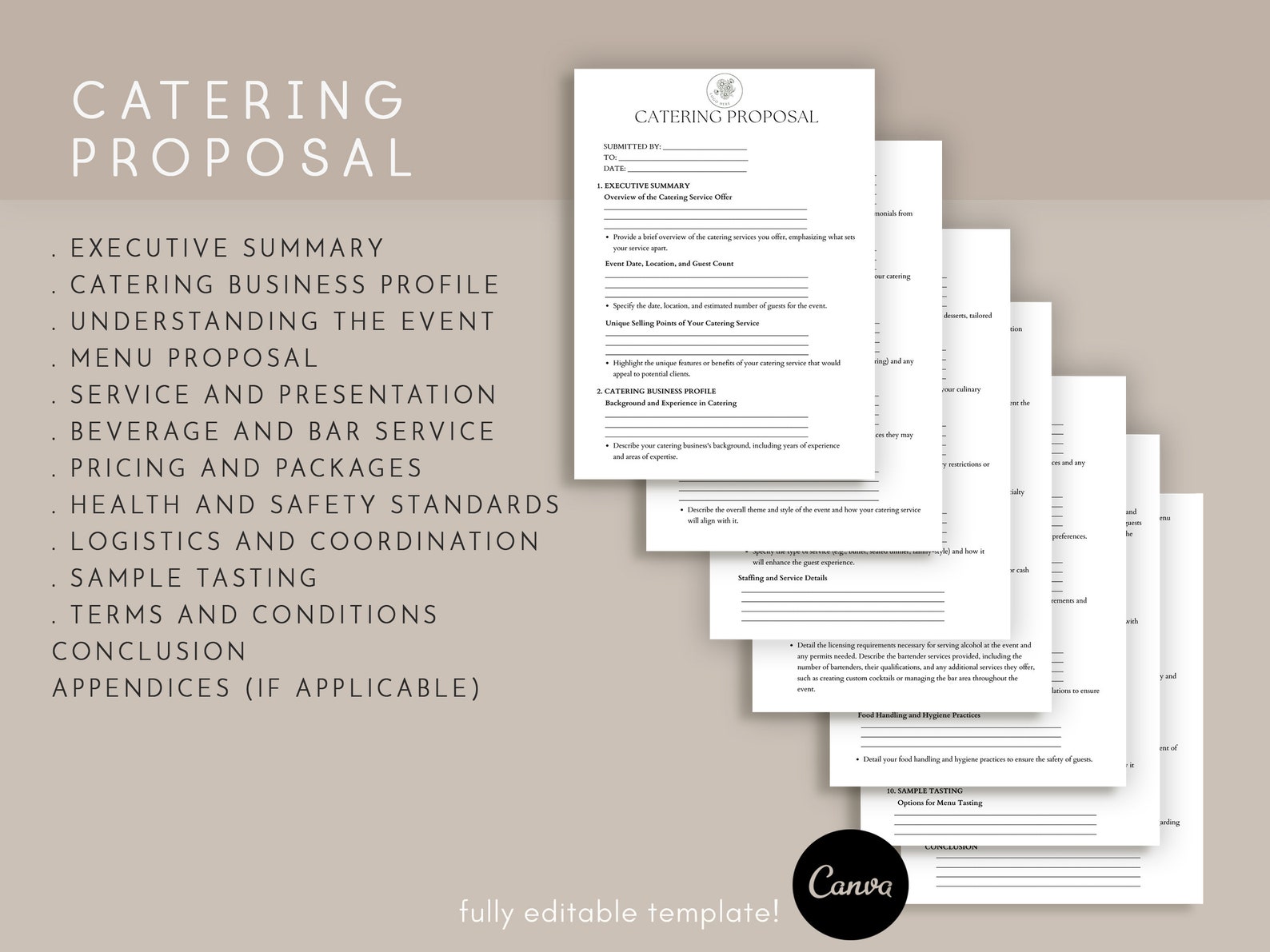 Catering Proposal, Catering Business Proposal, Catering Form Template ...