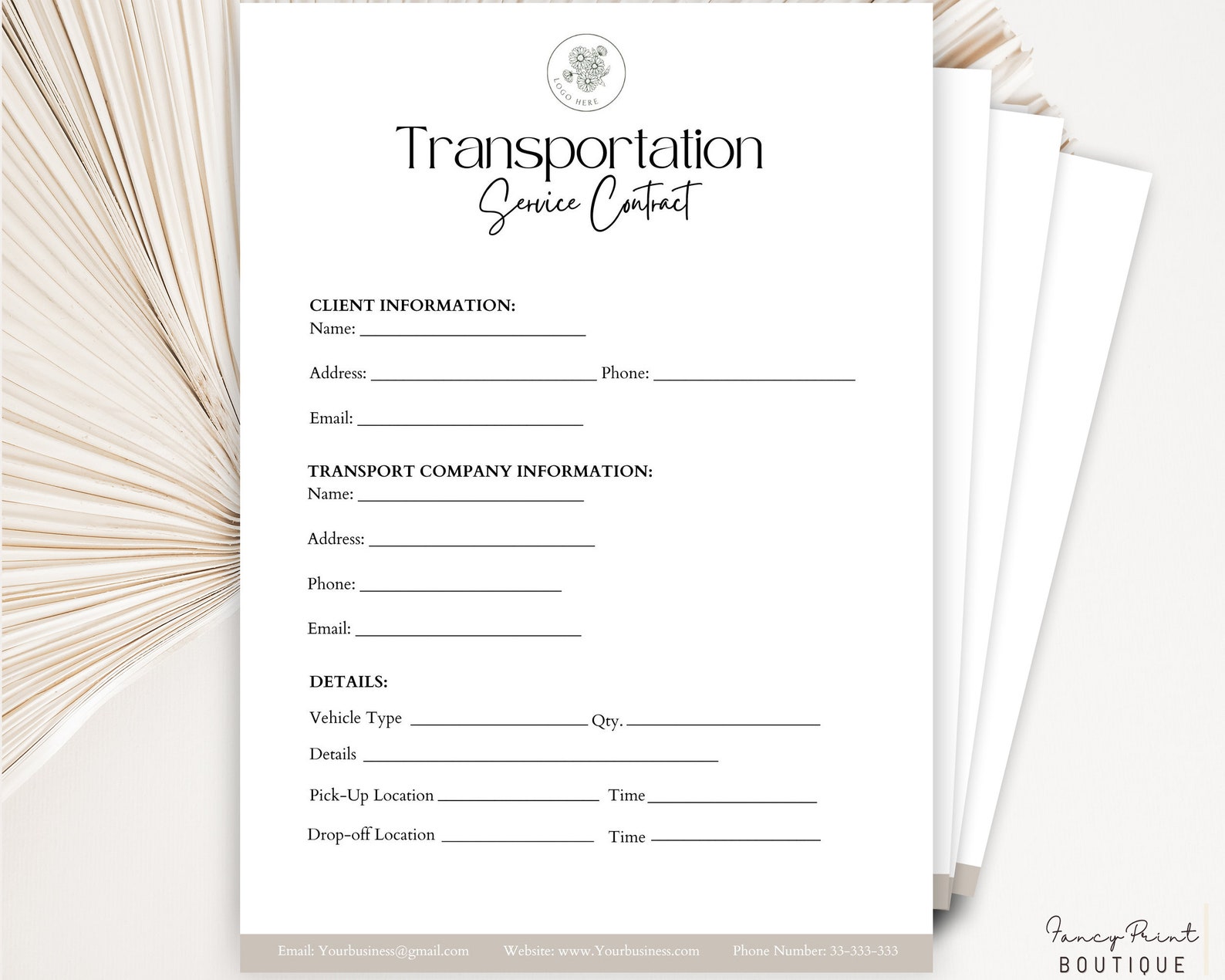 Transportation Service Agreement, Editable Event Transportation ...