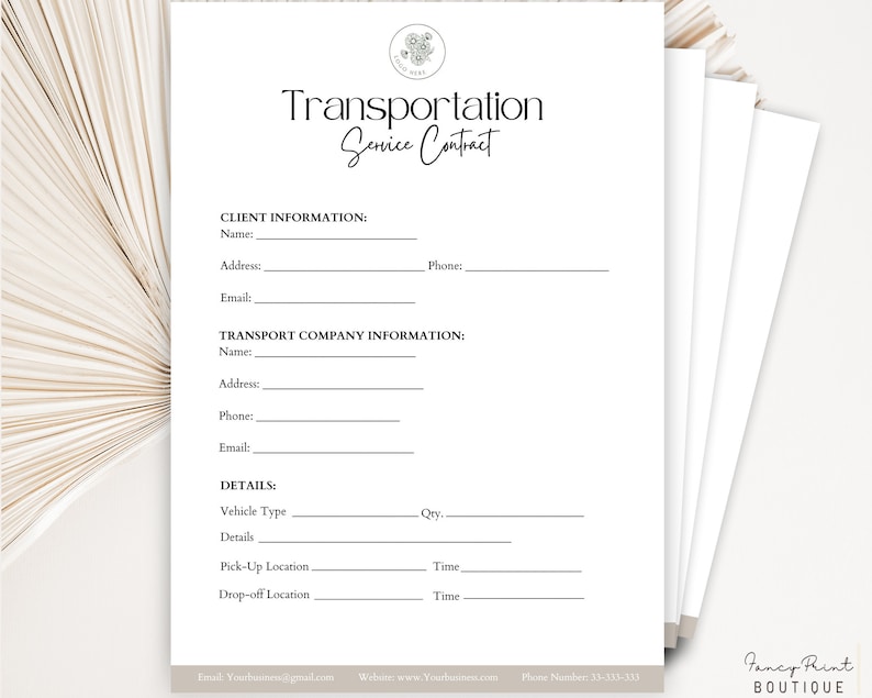 Transportation Service Agreement, Editable Event Transportation ...